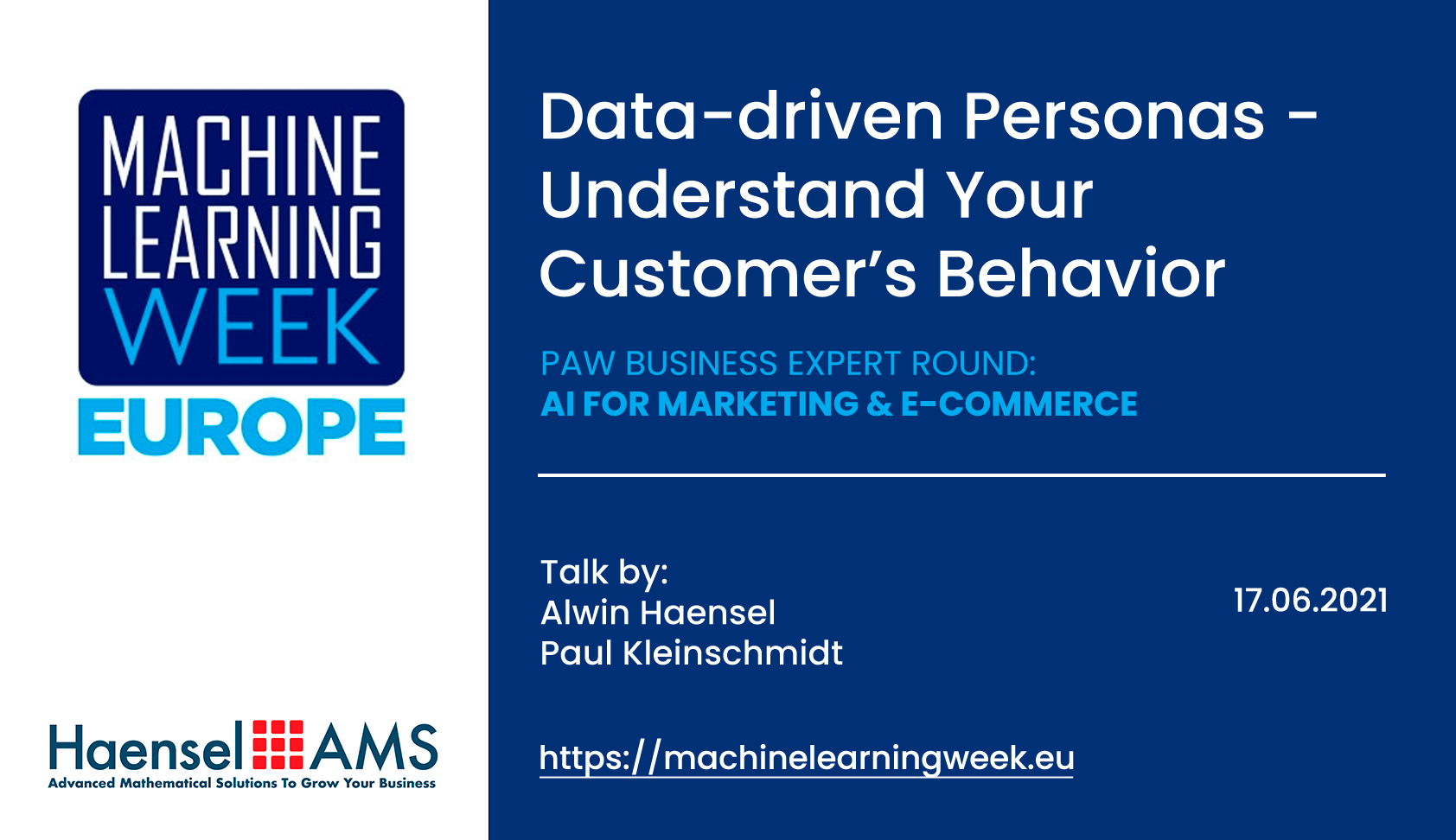 Haensel AMS at the Machine Learning Week 2021 - Haensel AMS